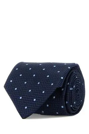 Brioni Embroidered Silk Neck Tie - White