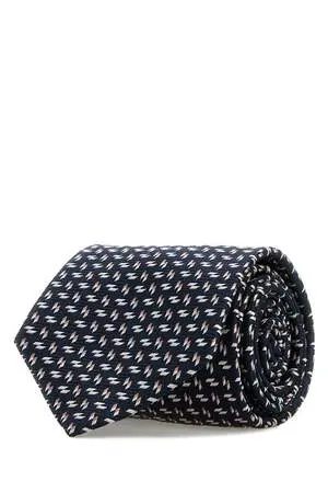 Brioni Embroidered Silk Neck Tie - White