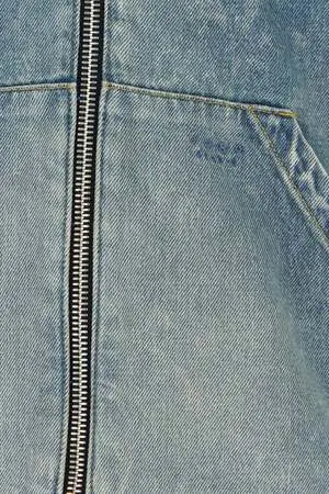 1989 STUDIO Zip Up Hooded Denim Jacket - Blue