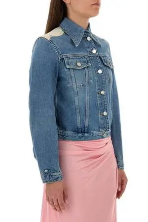 Givenchy Denim Trucker Jacket With Contrasting Logo Detail - Blue