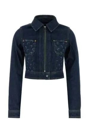 MARINE SERRE Dark Denim Jacket With Moon Print