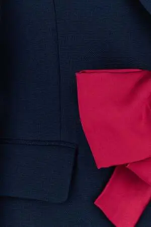Valentino Garavani Navy Viscose Blazer With Decorative Bow