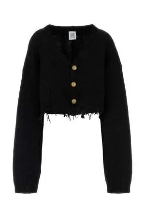 Vetements Alpaca Blend Cropped Cardigan With Distressed Hem