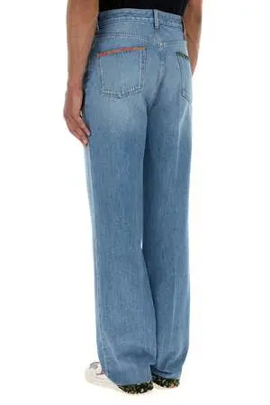 Valentino Garavani Denim Jeans With Floral Print Inserts
