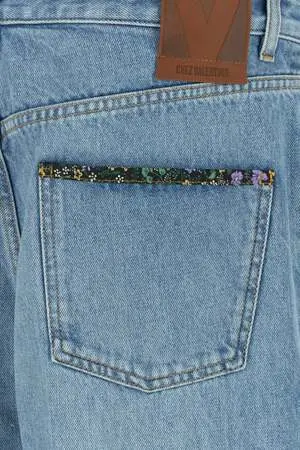 Valentino Garavani Denim Jeans With Floral Print Inserts