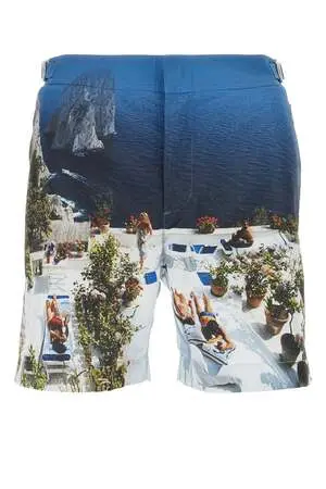 Orlebar Brown Printed Polyester Bulldog Photographic Swimming Shorts - White