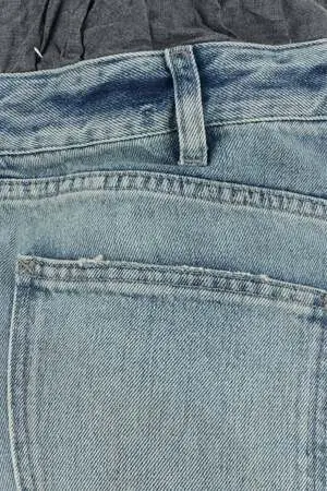 MAISON MARGIELA Long Denim Skirt With Distressed Trimmings And Contrast Stitching - Blue