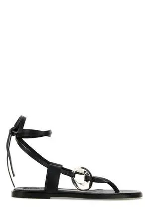 ALOHAS Leather Morosia Thong Sandals - Black