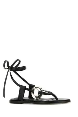ALOHAS Leather Morosia Thong Sandals - Black