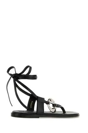 ALOHAS Leather Morosia Thong Sandals - Black