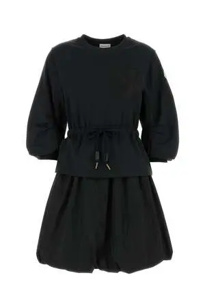 Moncler Cotton Sweatshirt Dress With Tech Fabric Insert