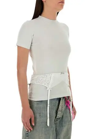 Balenciaga Stretch Cotton T-shirt With Lace Detailing