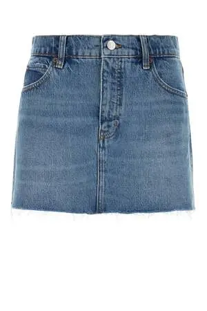 FRAME Mini Skirt With Raw Edge Hem - Blue