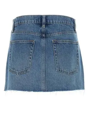 FRAME Mini Skirt With Raw Edge Hem - Blue