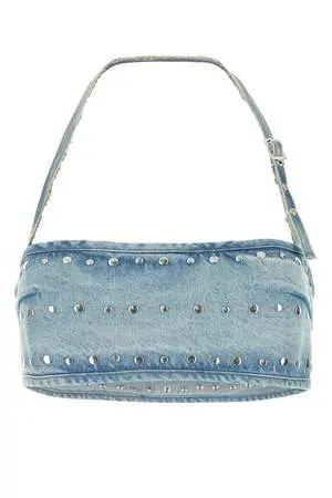 Gimaguas Denim Luna Crop Top With Metal Studs