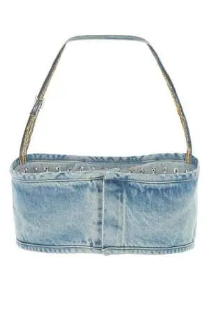 Gimaguas Denim Luna Crop Top With Metal Studs