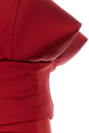 Dolce & Gabbana Draped Satin Sweetheart Neckline Midi Dress - Red