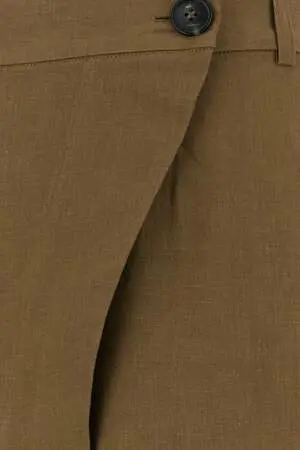 Le Kasha Flared Linen Skirt With Front Slit