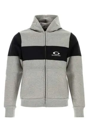 Balenciaga Mélange Cotton Sweatshirt With Contrasting Inserts And Embroidered Logo