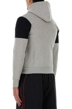 Balenciaga Mélange Cotton Sweatshirt With Contrasting Inserts And Embroidered Logo