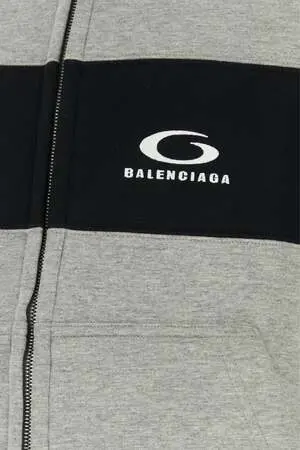 Balenciaga Mélange Cotton Sweatshirt With Contrasting Inserts And Embroidered Logo