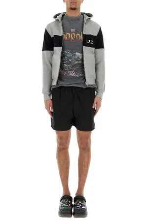 Balenciaga Mélange Cotton Sweatshirt With Contrasting Inserts And Embroidered Logo