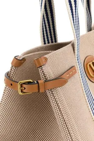 Valentino Garavani Two-tone Canvas Shopping Bag With Vlogo Signature