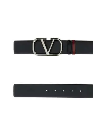 Valentino Garavani Leather Vlogo Signature Belt - Black