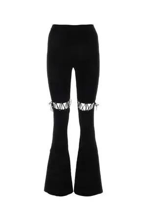 NENSI DOJAKA Ribbed Viscose Stretch Flared Pants With Cutout Detail
