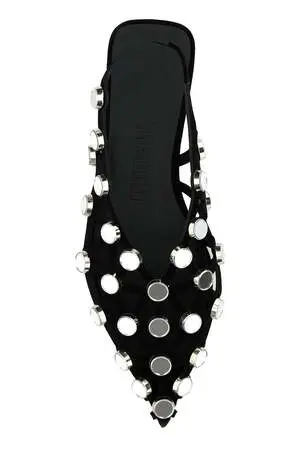 Attico Suede Grid Ballerinas With Embellishments - Black