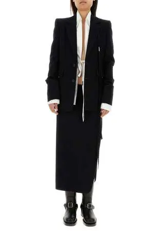 ANN DEMEULEMEESTER Asymmetrical Wool Felt Midi Skirt