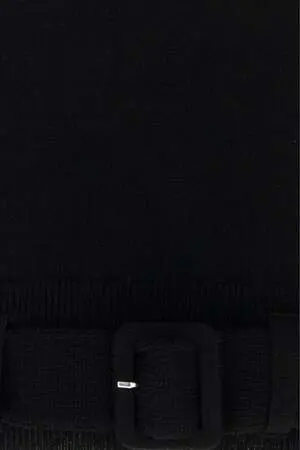 Random Identities Wool Blend V-neck Sweater With Belted Hem