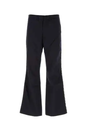 WALES BONNER Midnight Cotton Flare Leg Pants With Metallic Embellishments