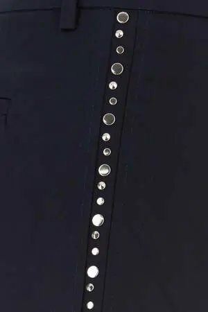 WALES BONNER Midnight Cotton Flare Leg Pants With Metallic Embellishments