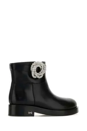 MACH&MACH Leather Galaxy Ankle Boots With Embellished Detail