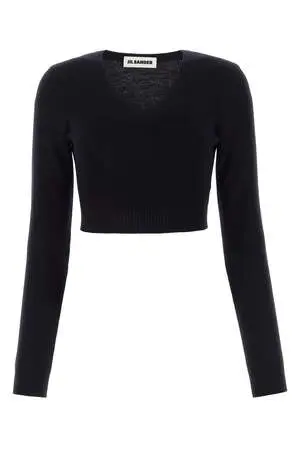 JIL SANDER Midnight Wool Cropped Sweater