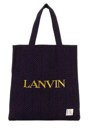 LANVIN Embroidered Canvas X Future Curb Shopping Bag - White