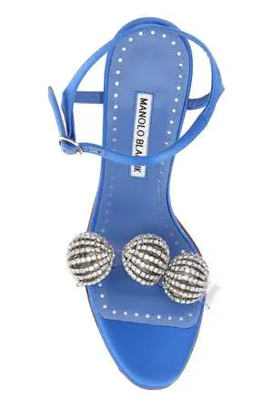 Manolo Blahnik Satin Embellished Sandals