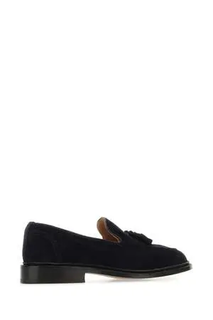 TRICKER'S Navy Suede Elton Loafers With Tassel Detailing - Blue