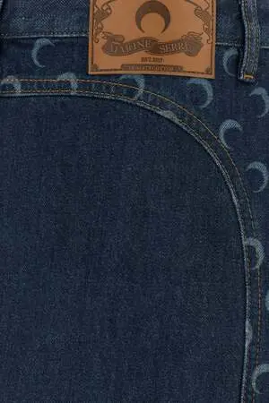 MARINE SERRE Denim Mini Skirt With Moon Print - Blue