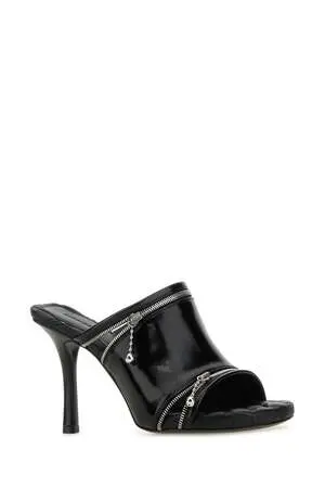 Burberry Leather Peep Mules