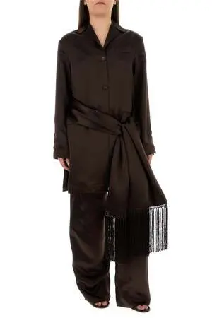 FERRAGAMO Dark Satin Palazzo Pants