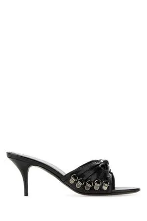 Balenciaga Leather Cagole Mules - Black