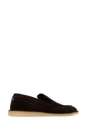 Dolce & Gabbana Suede Florio Loafers With Metal Dg Detail - Brown