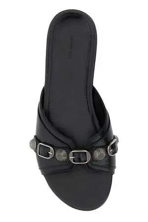Balenciaga Leather Slippers With Metal Details