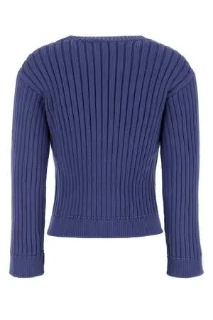 Marni Ribbed Cotton Blend Sweater With Embroidered Logo