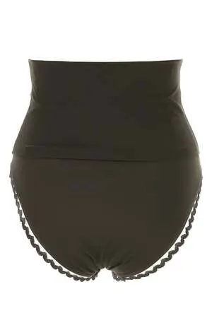 ERES Dark Stretch Nylon Bikini Bottom With Tonal Inserts