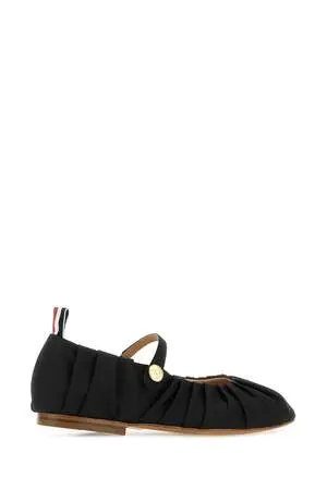 Thom Browne Pleated Fabric Ballerinas With Tricolor Label