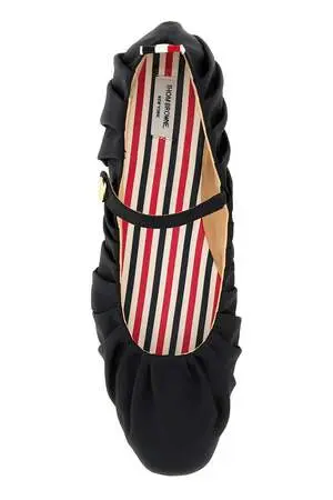 Thom Browne Pleated Fabric Ballerinas With Tricolor Label
