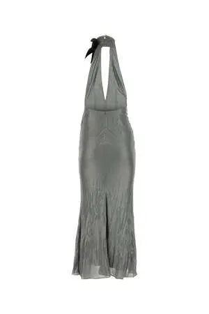 Alessandra Rich Halterneck Plunge V-neck Dress